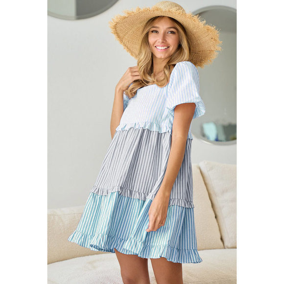 BiBi | Dresses | Bibi Striped Ruffle Tiered Mini Dress | Poshmark